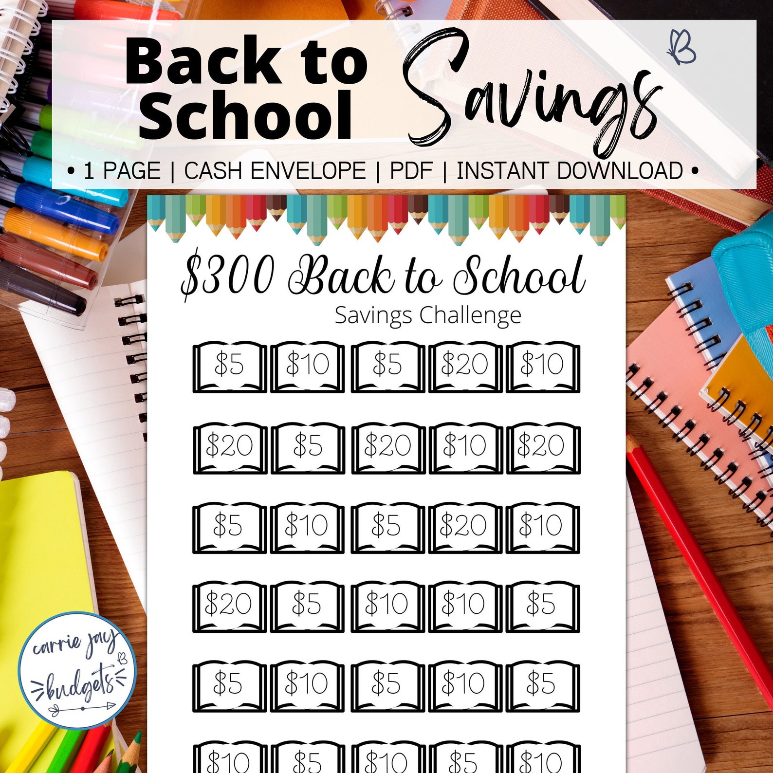 30 Day Back to School Savings Challenge, Printable Goal and Guide ...