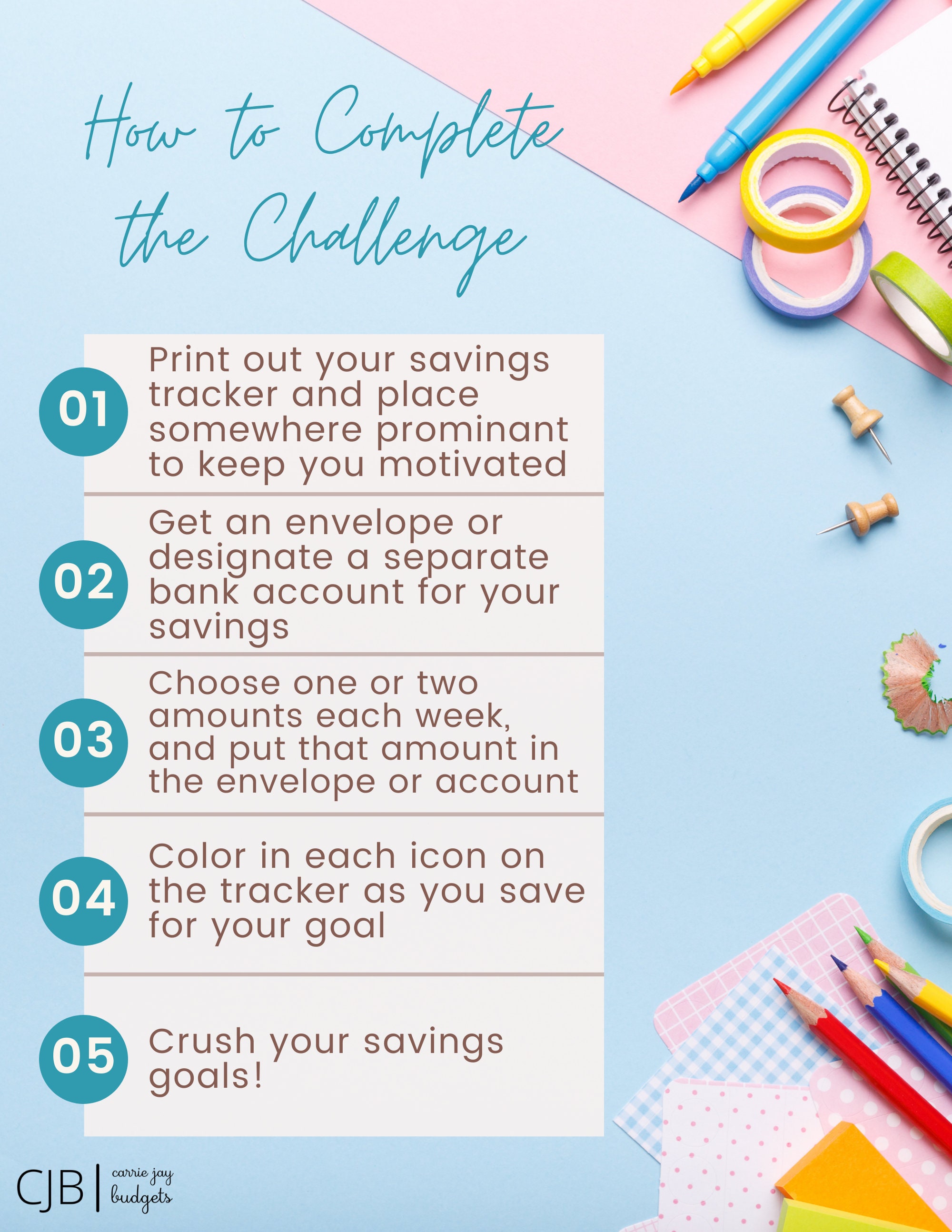 30 Day Back to School Savings Challenge, Printable Goal and Guide ...