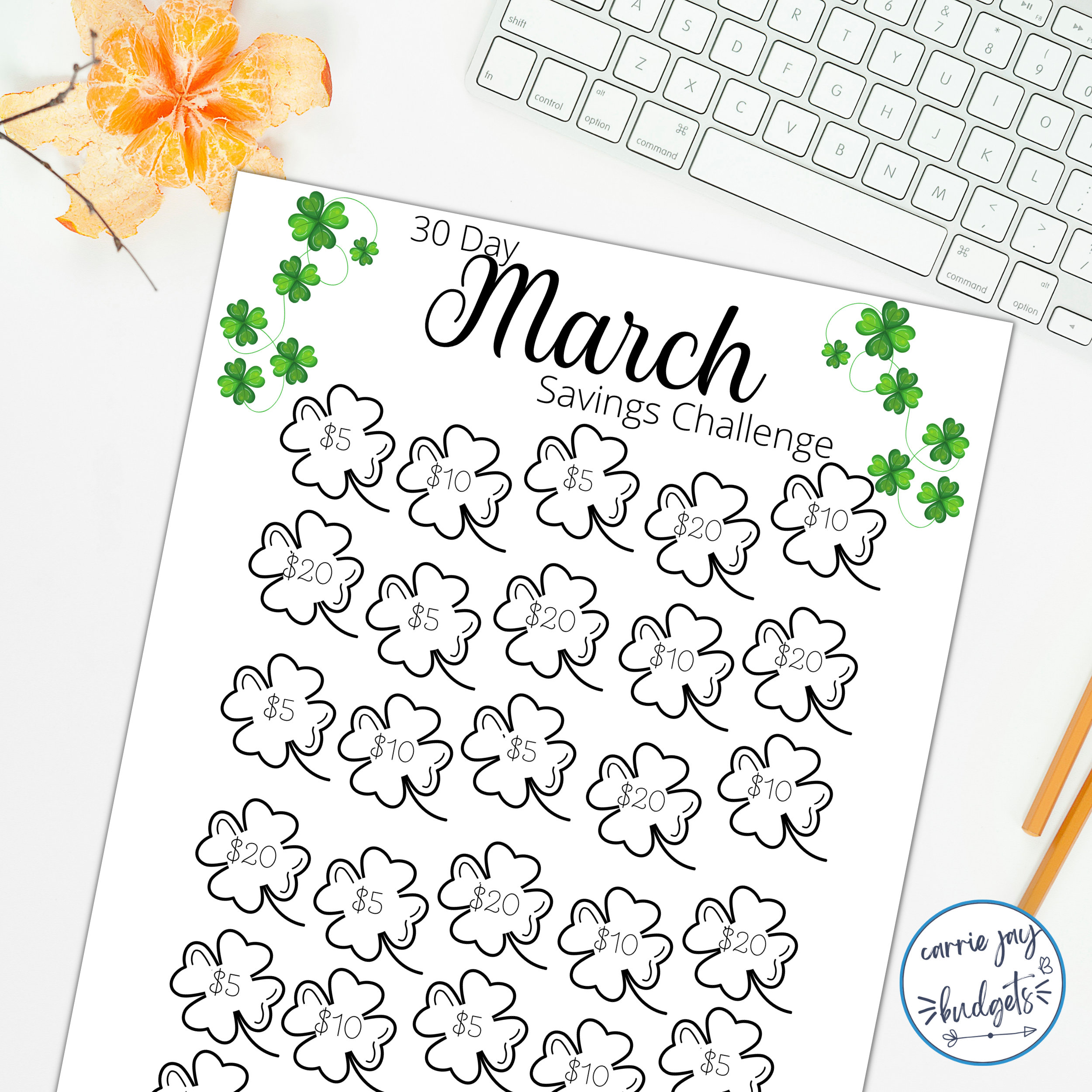 30 Day March Savings Challenge, Printable Goal and Guide, Money ...