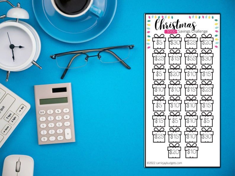 Christmas Savings Challenge Tracker and Christmas Tree A6 - Etsy