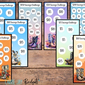 Printable Savings Trackers Cowboy Cowgirl Theme | Fits A6 Budget ...
