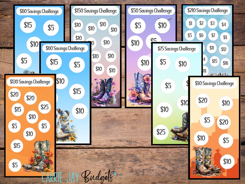 Printable Savings Trackers Cowboy Cowgirl Theme | Fits A6 Budget ...
