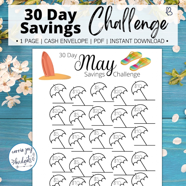 30 Day May Savings Challenge Printable Goal and Guide Money | Etsy Canada