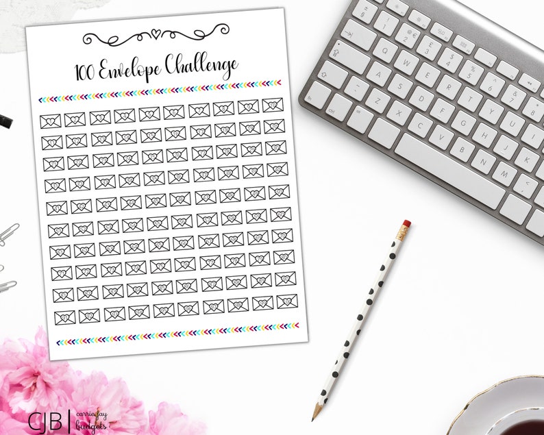 100 Envelope Challenge Tracker Printable Savings Goal Money - Etsy