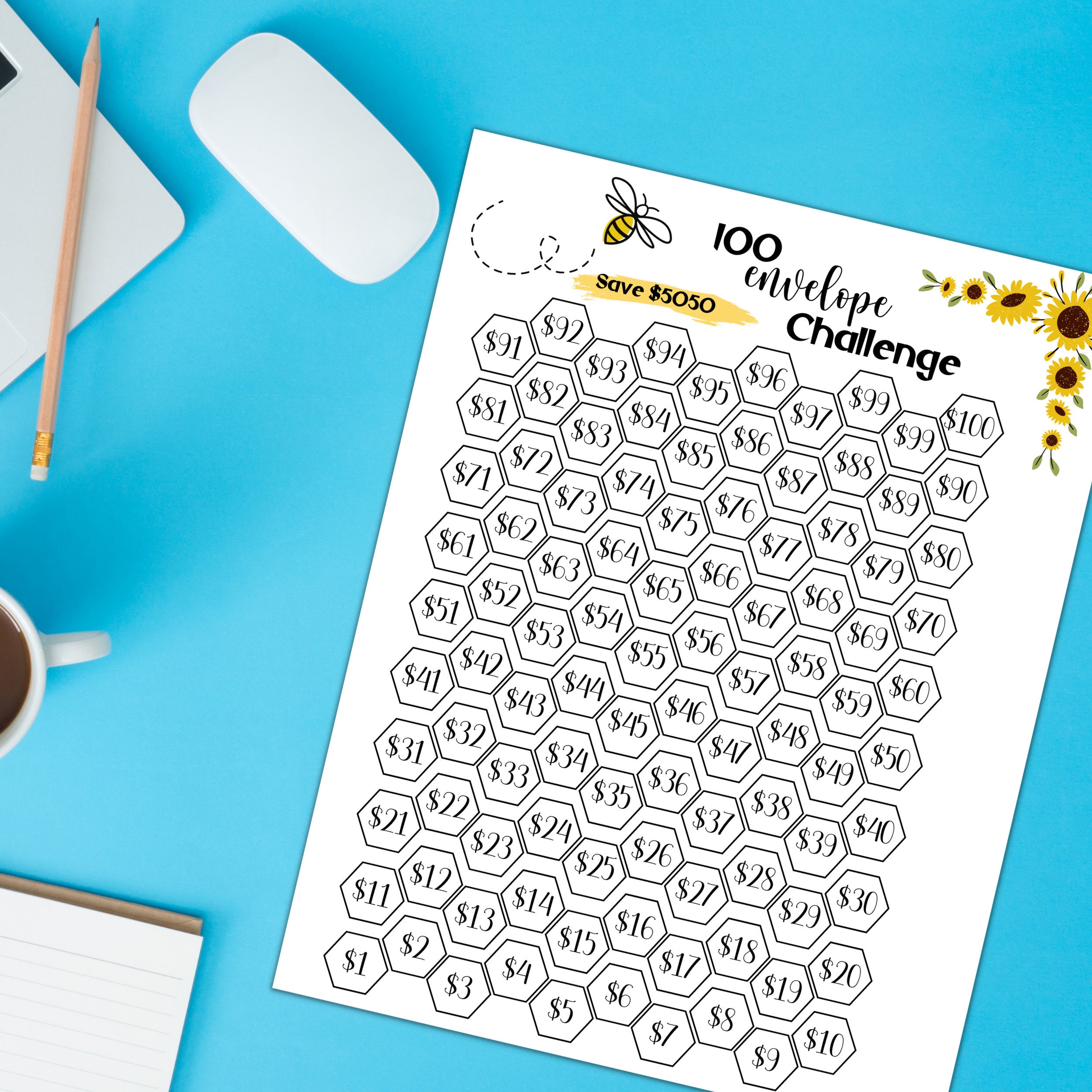 100 Envelope Challenge Tracker, Printable Savings Goal, Money Challenge ...