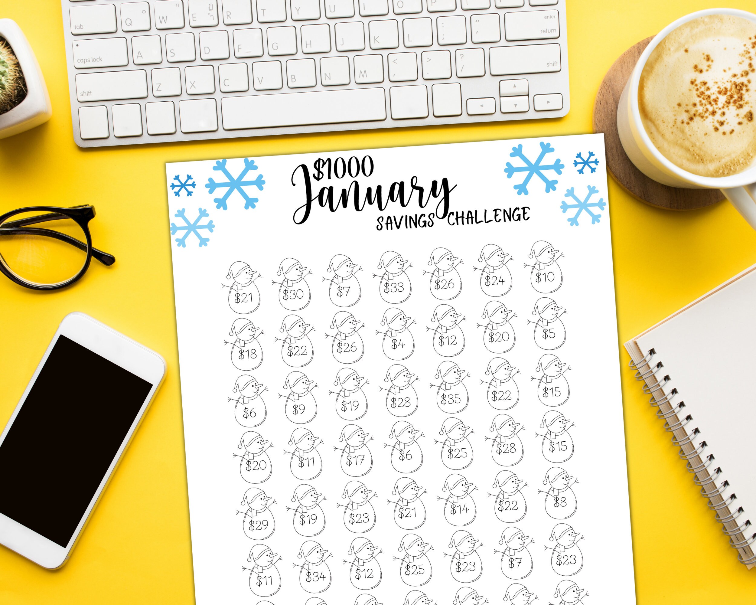 Money Savings Challenge Printable January Savings Challenge | Etsy