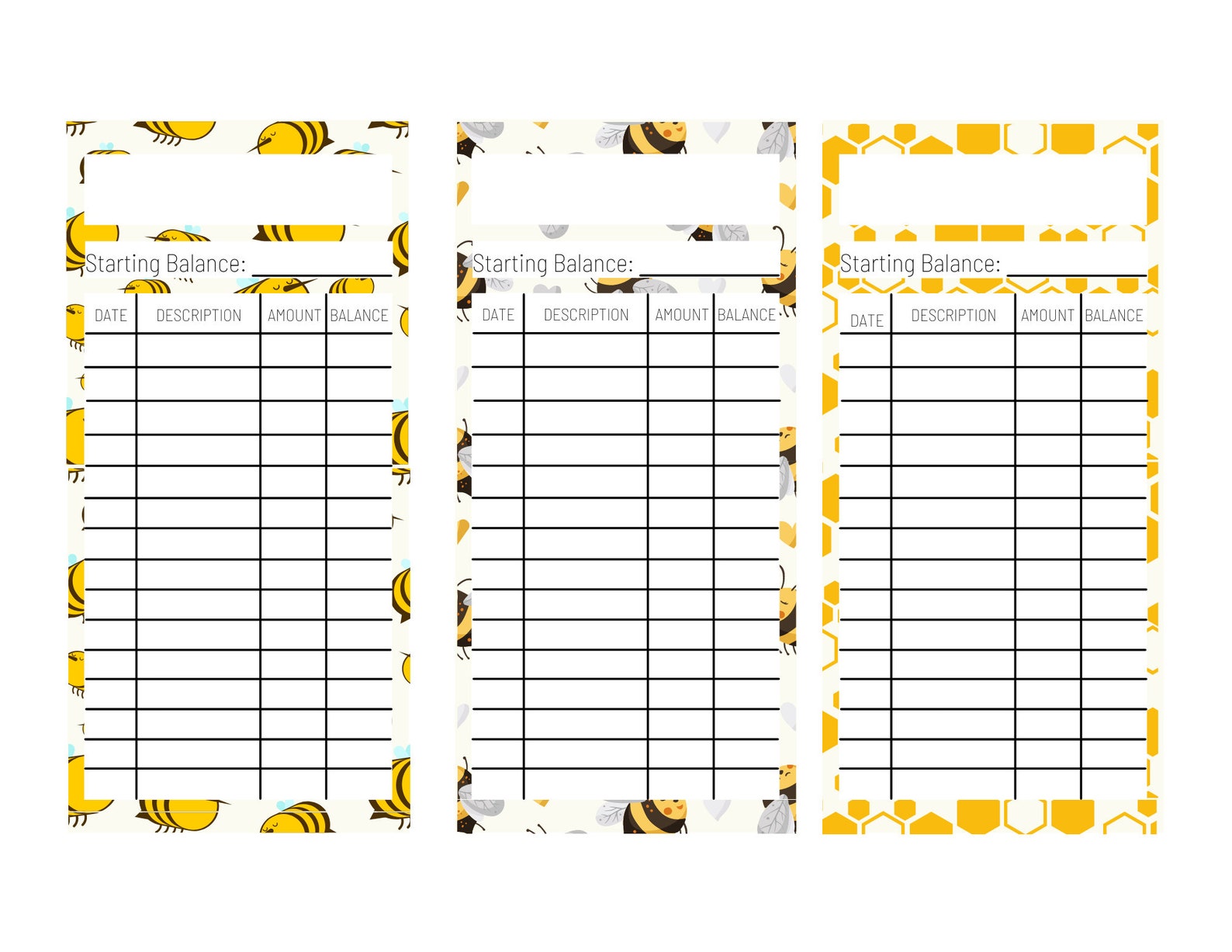 Cash Envelope Tracker Printable Bee Themed Budget Insert - Etsy