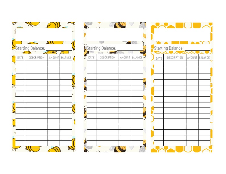 Cash Envelope Tracker Printable Bee Themed Budget Insert - Etsy