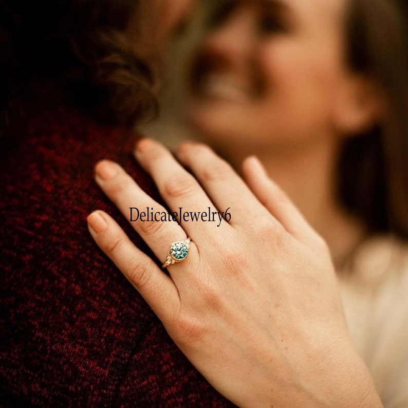 Green Moissanite Ring Hexagon Bezel Set Moissanite Ring - Etsy