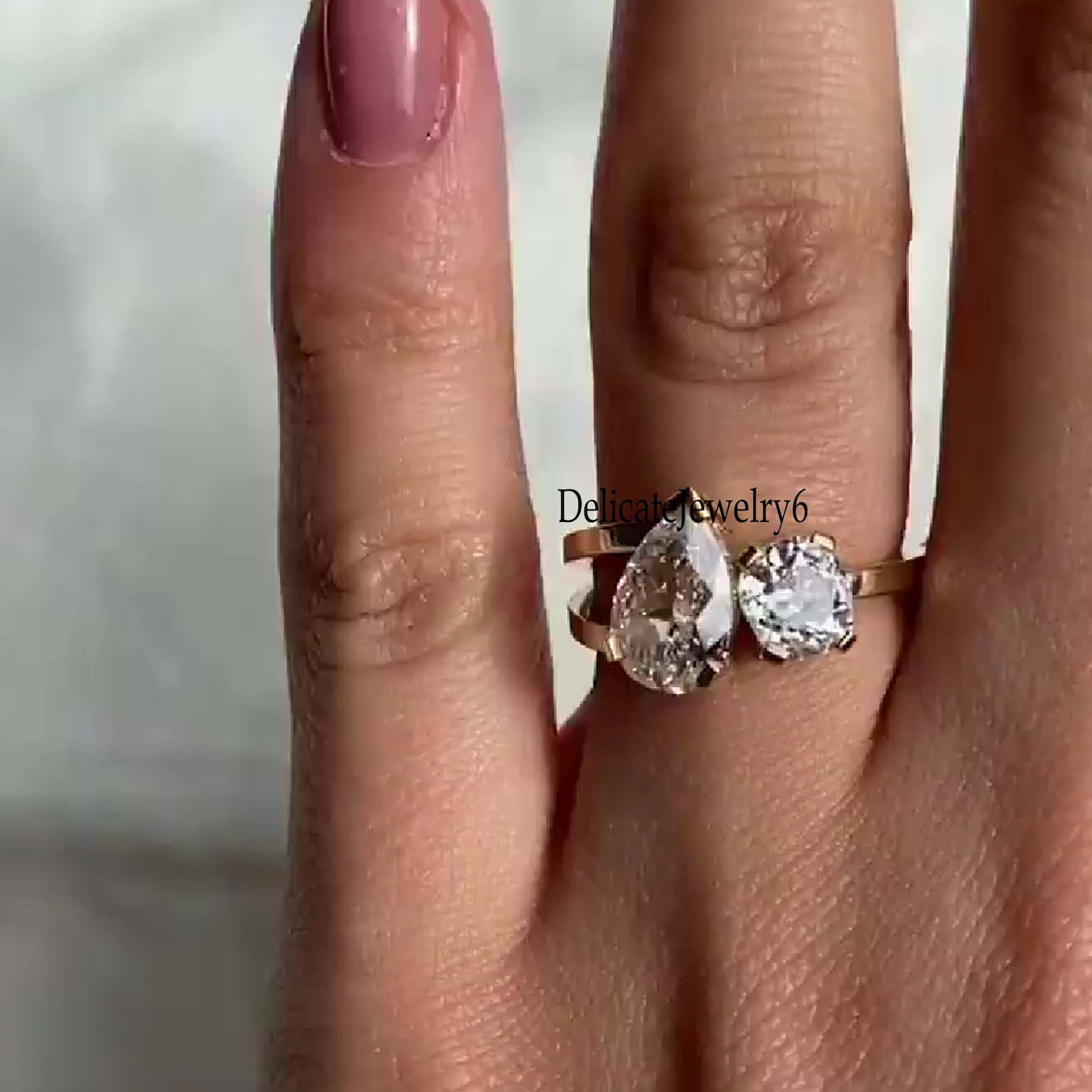 Two Stone Engagement Ring Toi Et Moi Rings Old European Cut - Etsy