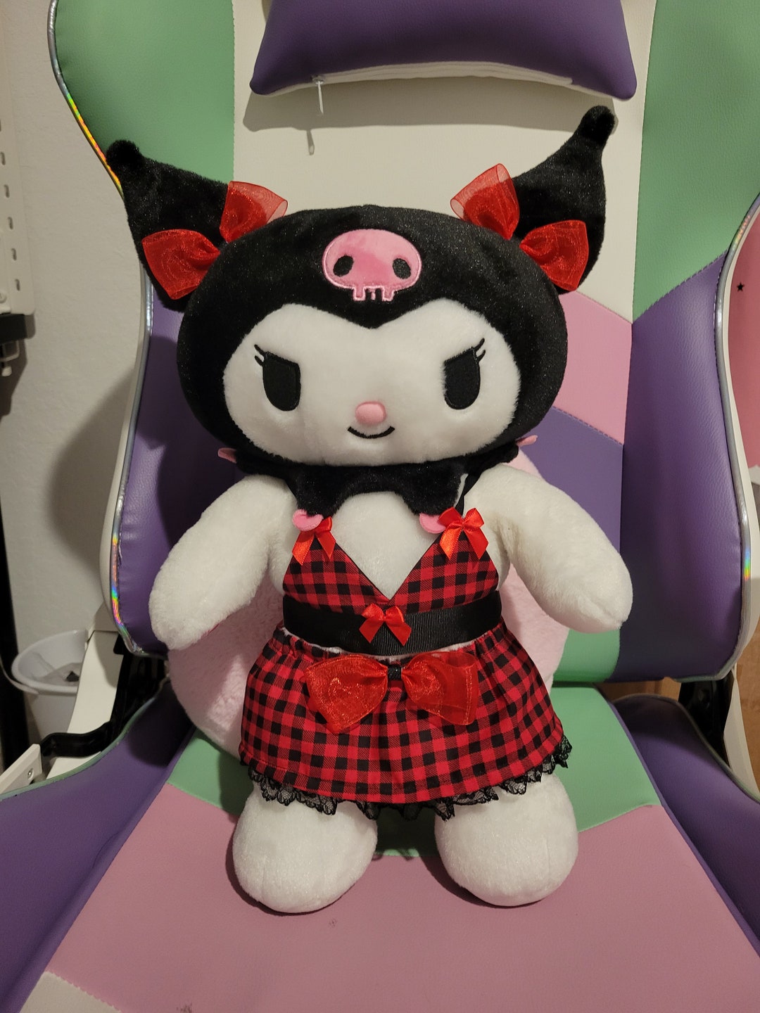 Goth Plaid Kawaii Kitty Friends Cinnamon Rolls Outfit Kuro Emo Lace ...