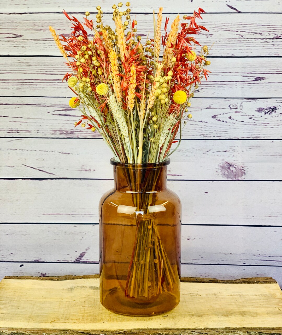 Large Amber Glass Bottle Vase - Etsy
