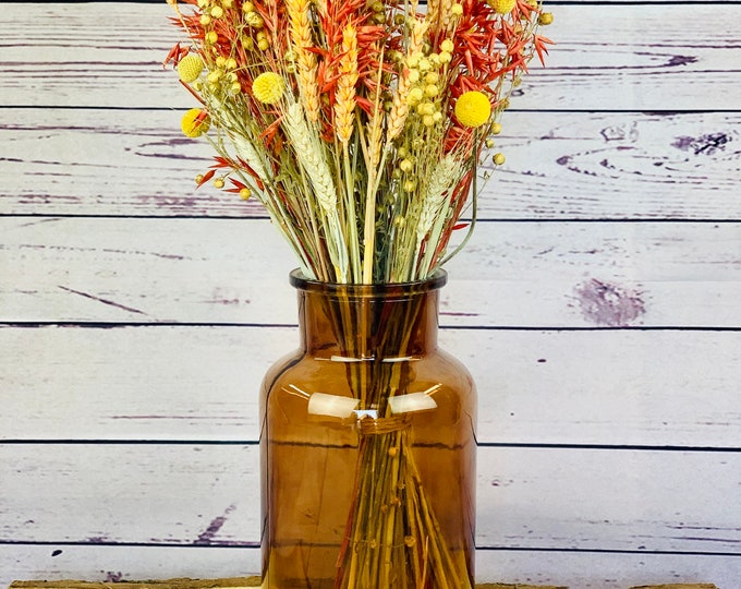 Large Amber Glass Bottle Vase - Etsy