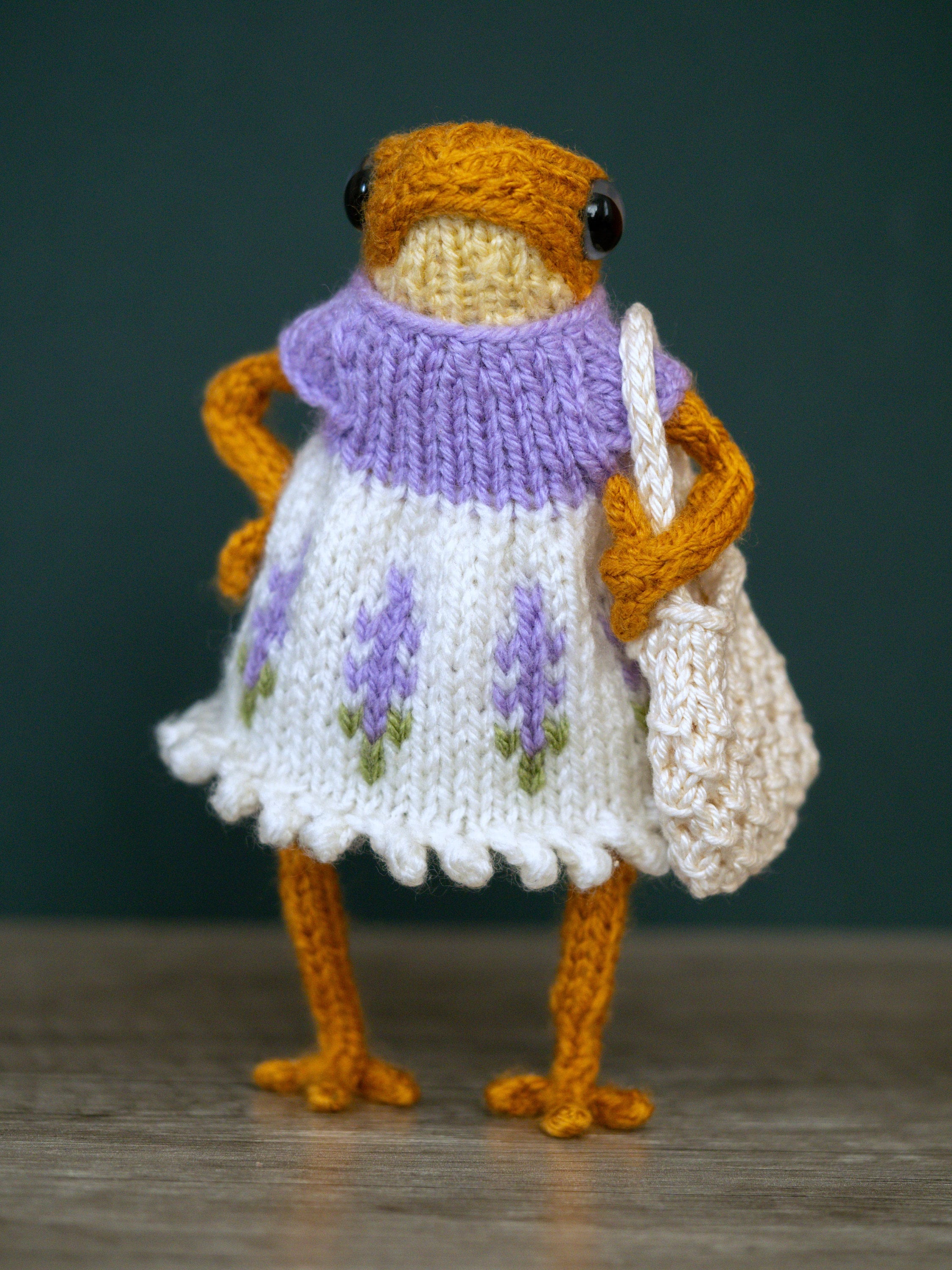 KNITTING PATTERN - Lavender Flower Motif Dress & Cotton Tote/shopper ...