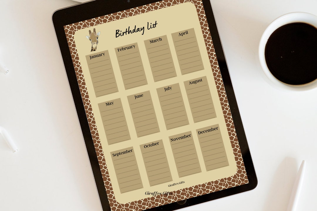 Digital Birthday Tracker, Birthday Log, Important Dates, Birthdays ...