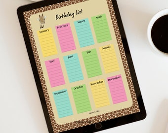 Birthday Tracker, Birthday Log, Important Dates, Birthdays, Yearly ...