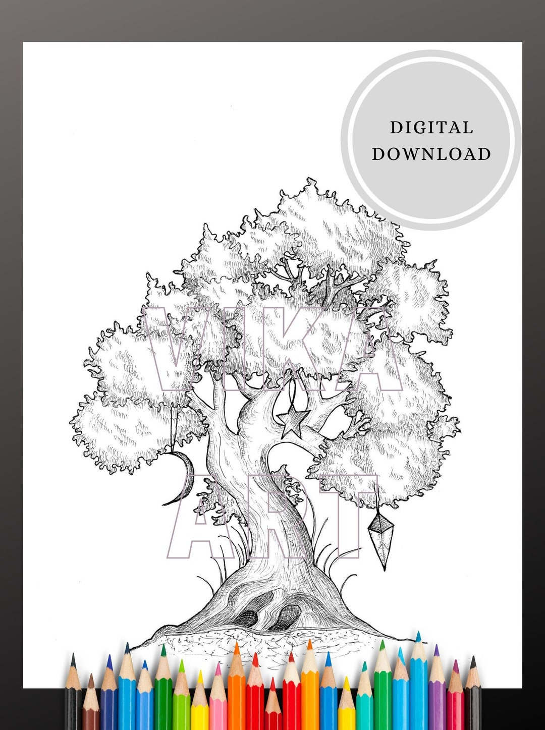 Magic Tree/instant Download Coloring Page - Etsy