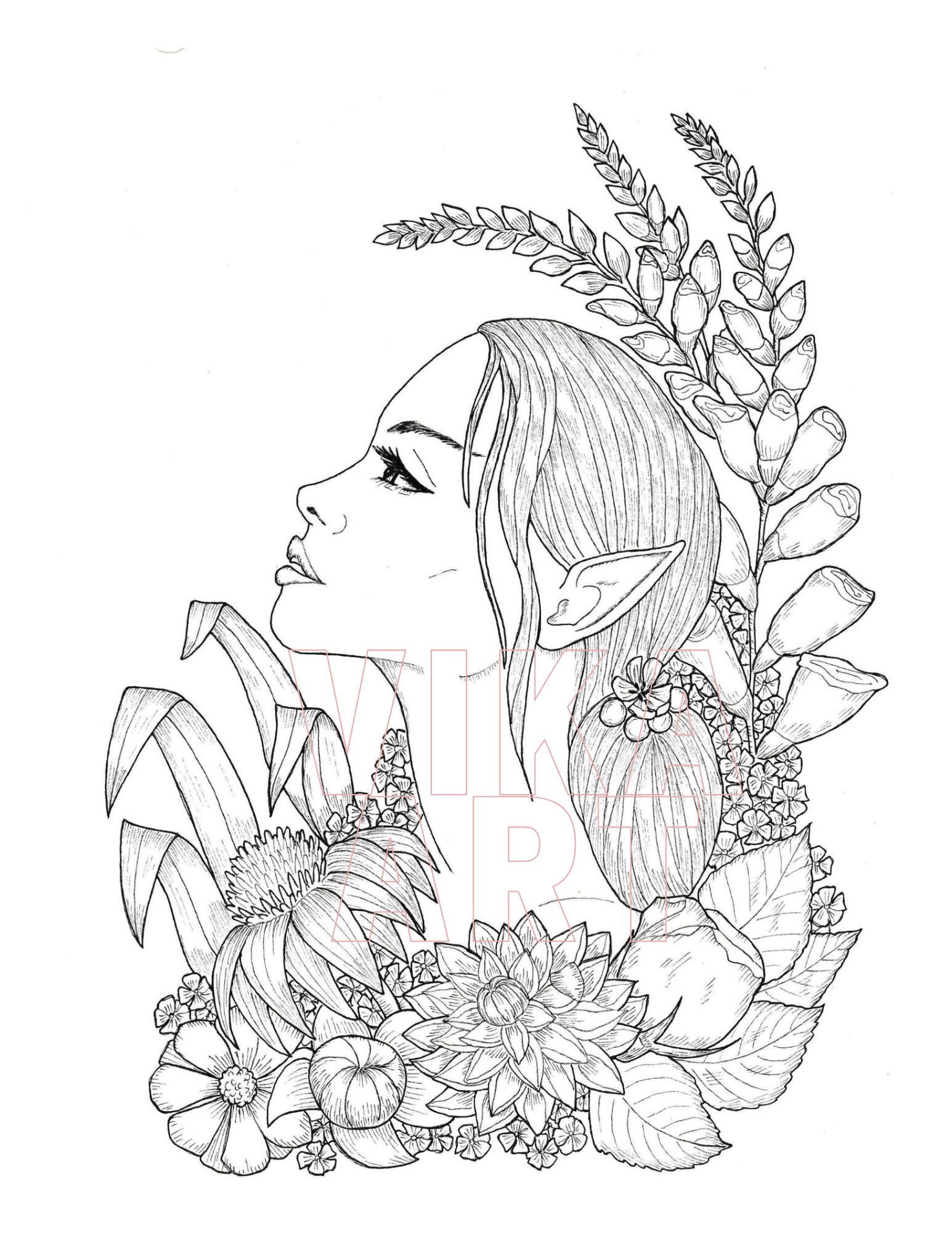 Flower Fairy Instant Download Coloring Page for Adults and Kids - Etsy
