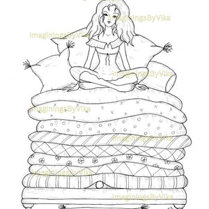 Princess and the Pea Coloring Page: Fairy Tale Art (PDF) - Etsy