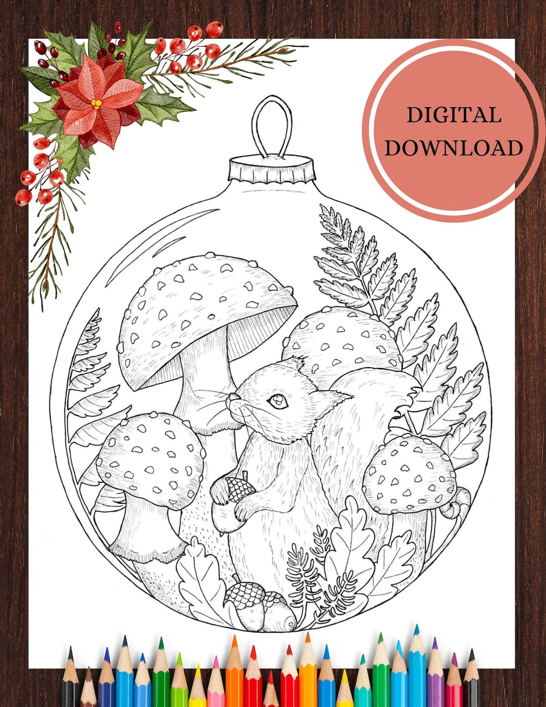 Christmas Ornament Coloring Page/coloring Page for Kids and Adults - Etsy