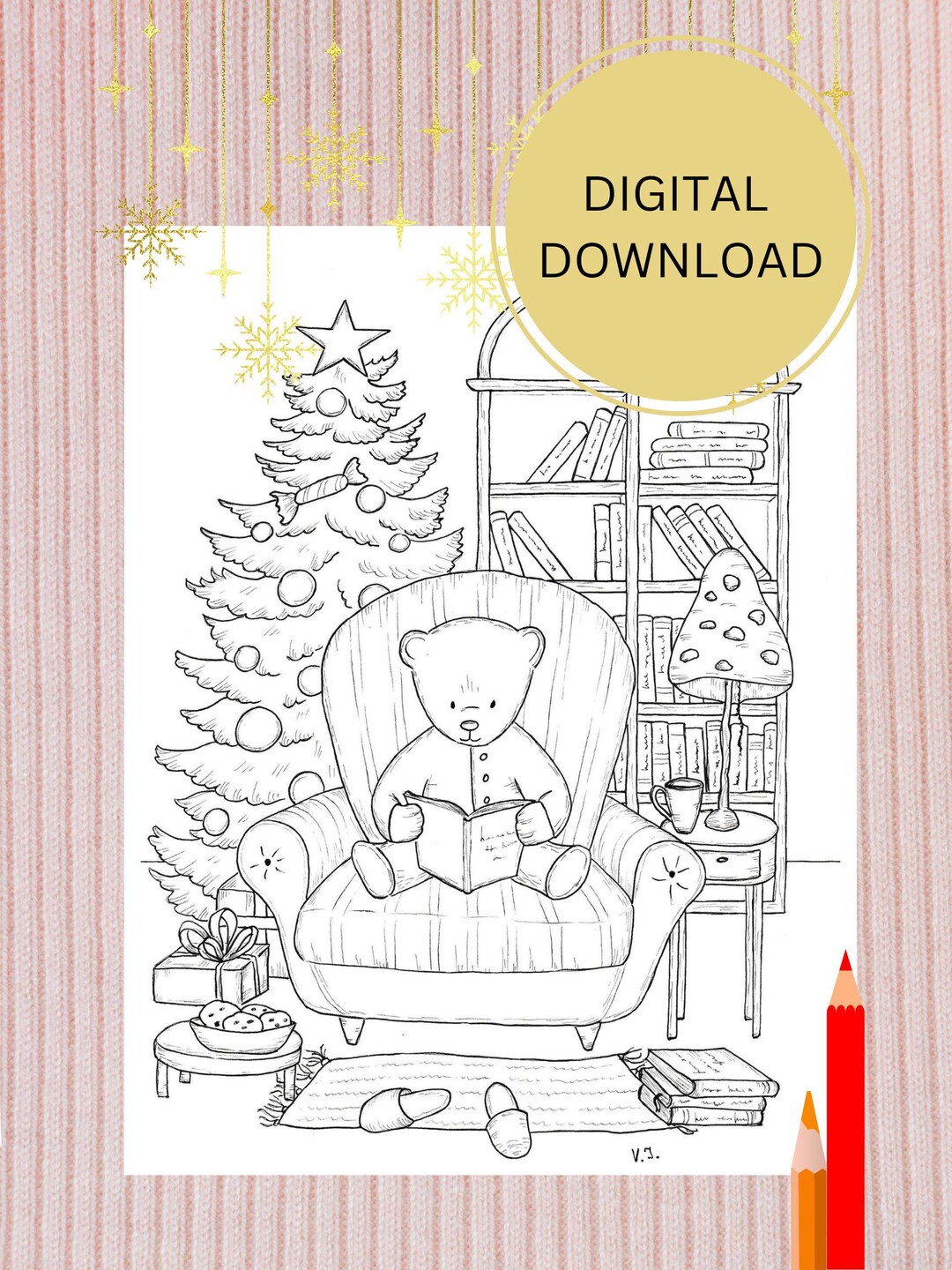 Story Time for Bear Coloring Page. Instant Download Coloring Page ...