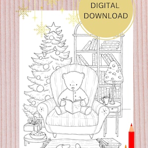 Story Time for Bear Coloring Page. Instant Download Coloring Page ...