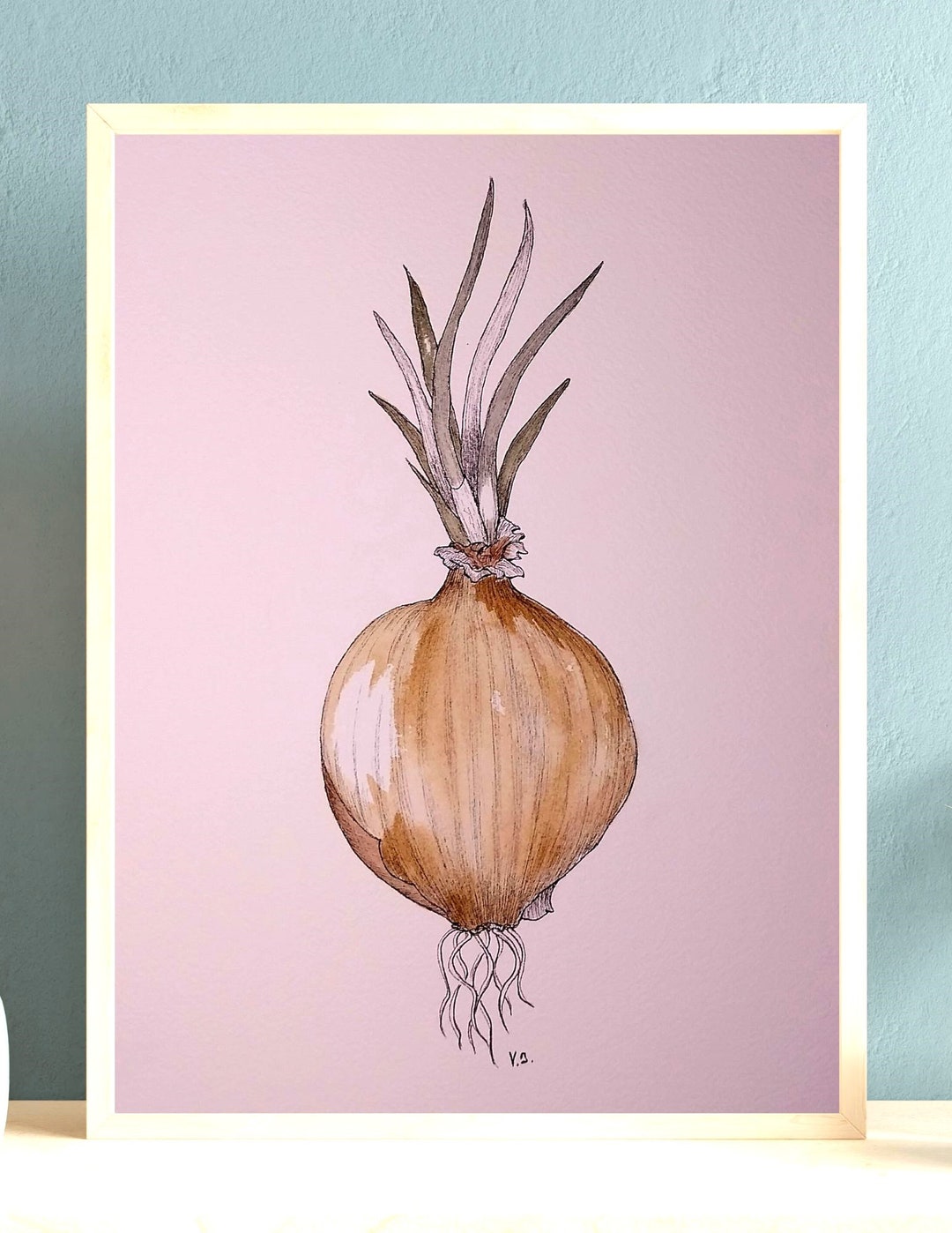Original Handmaid Fine Art Illustration. Onion Drawing. Pen and ...