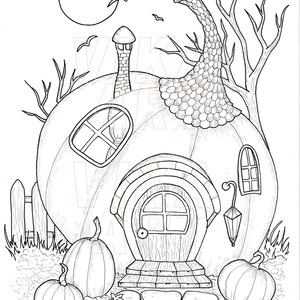 Pumpkin House Coloring Page/instant Download Coloring Page for Adults ...
