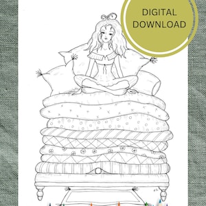 Princess and the Pea Coloring Page: Fairy Tale Art (PDF) - Etsy