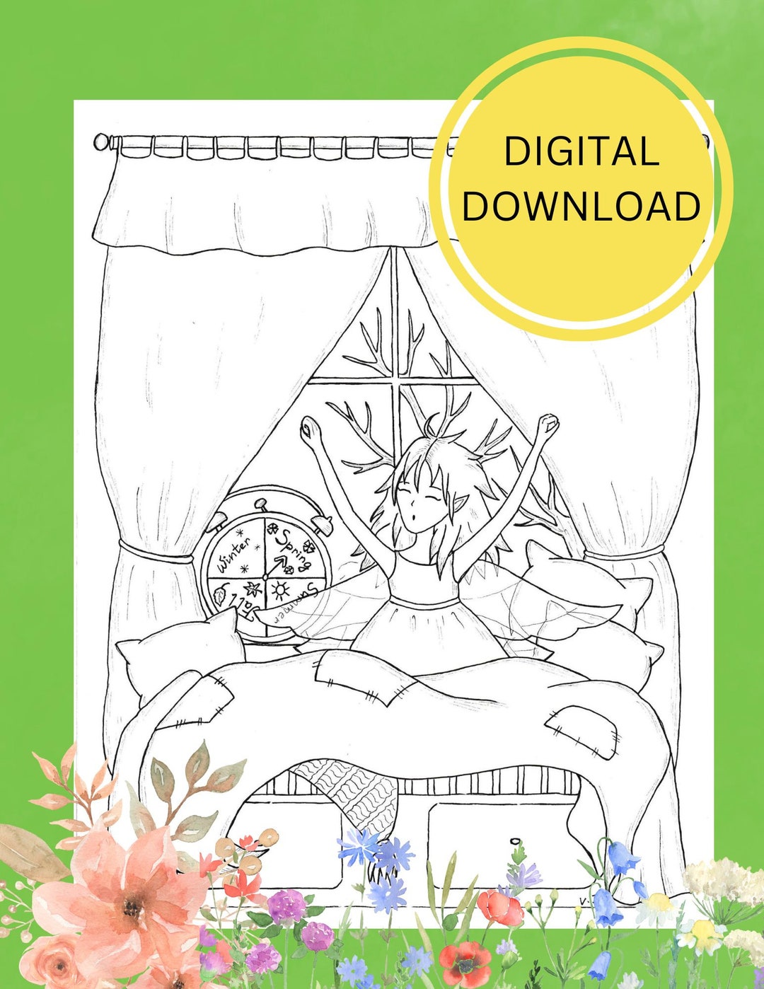 Garden Fairy Coloring Pages. Spring Coloring Collection. Art Therapy ...