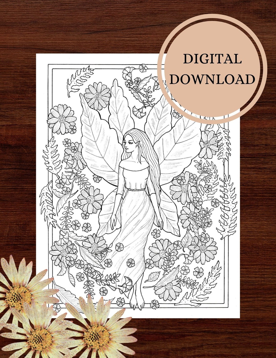 Leaf Fiary Coloring Page/enchanted Forest Collection/instant Download ...