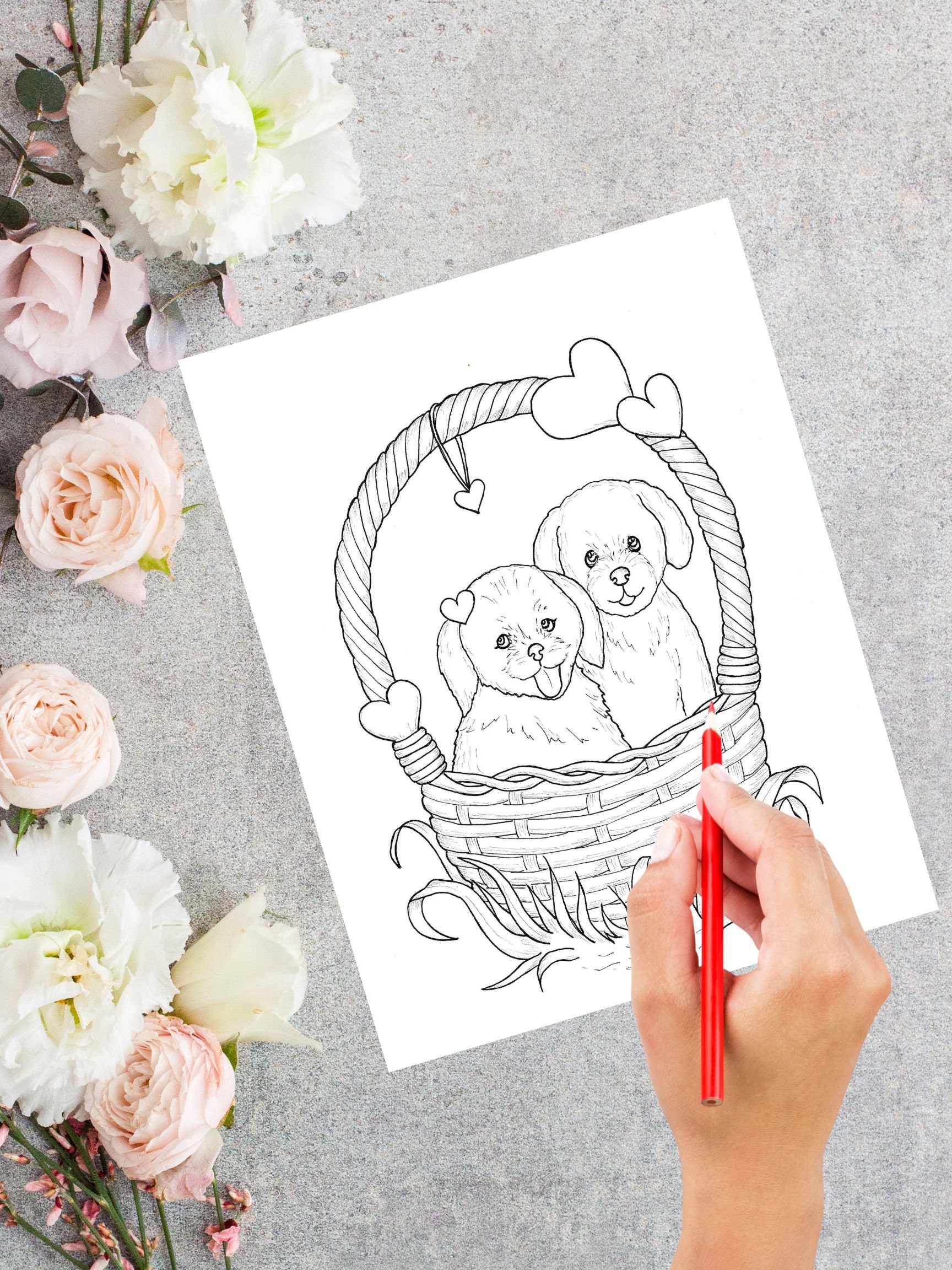 Valentine's Day Coloring Page. Together Forever Coloring Page. Two ...