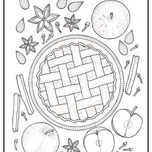 Apple Pie Coloring Page/instant Download Coloring Page for Adults and ...