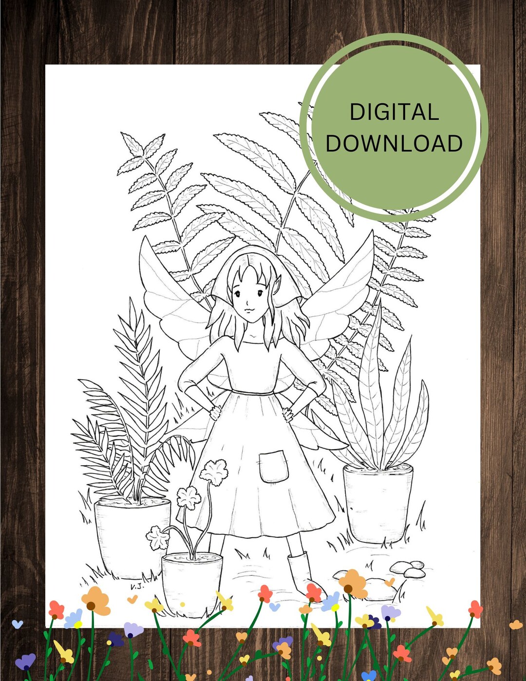 Fairy Coloring Page. Busy Garden Day Coloring Page. Art Therapy for ...