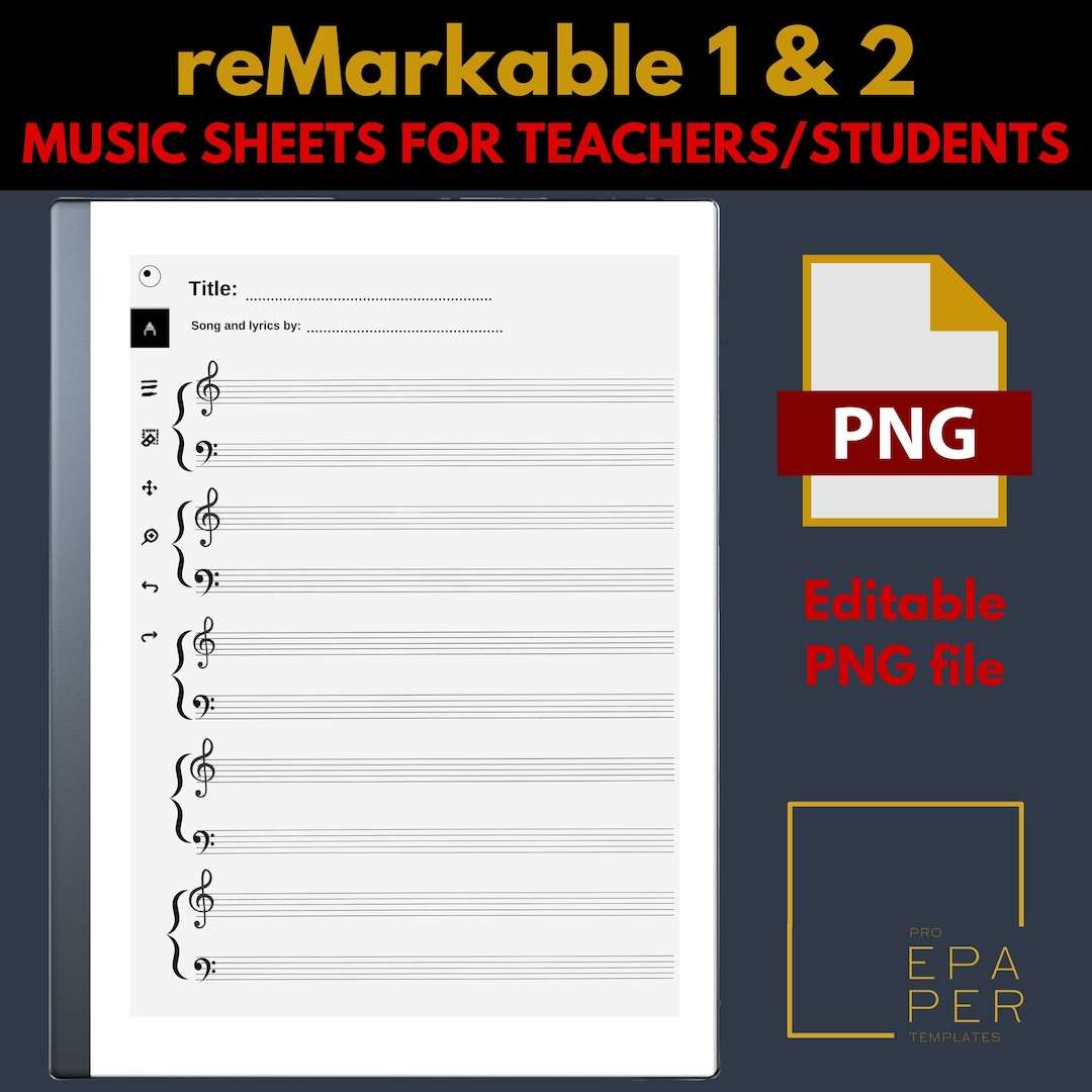 MUSIC SHEET REFILL for Remarkable Tablets | Staff Paper for Duets | for ...
