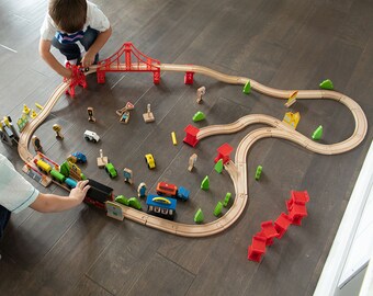 Wooden Train Tracks Toy - Etsy