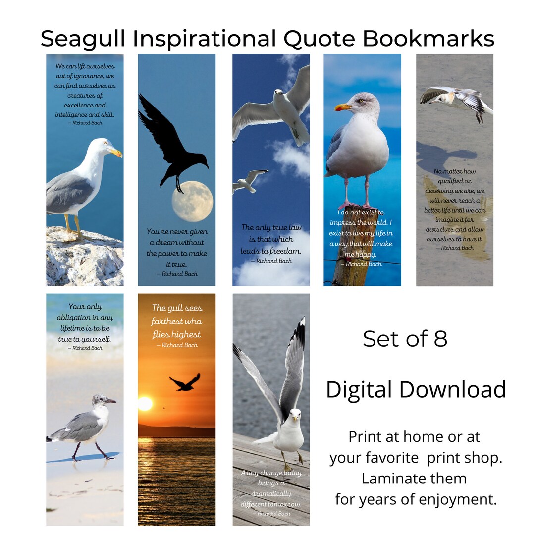 Seagull Bookmarks With Quotes – Set of 8 (digital Download) - Etsy
