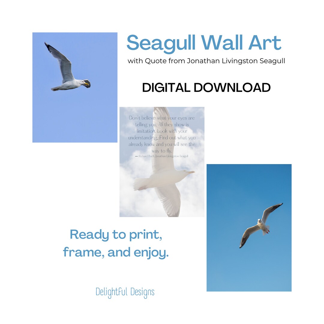 Inspirational Seagull Wall Art - Set of 3 -home Decor, Gallery Wall Art ...