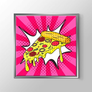 Comic Book Style Pizza Wall Art Home Decor High Quality Canvas Painting ...