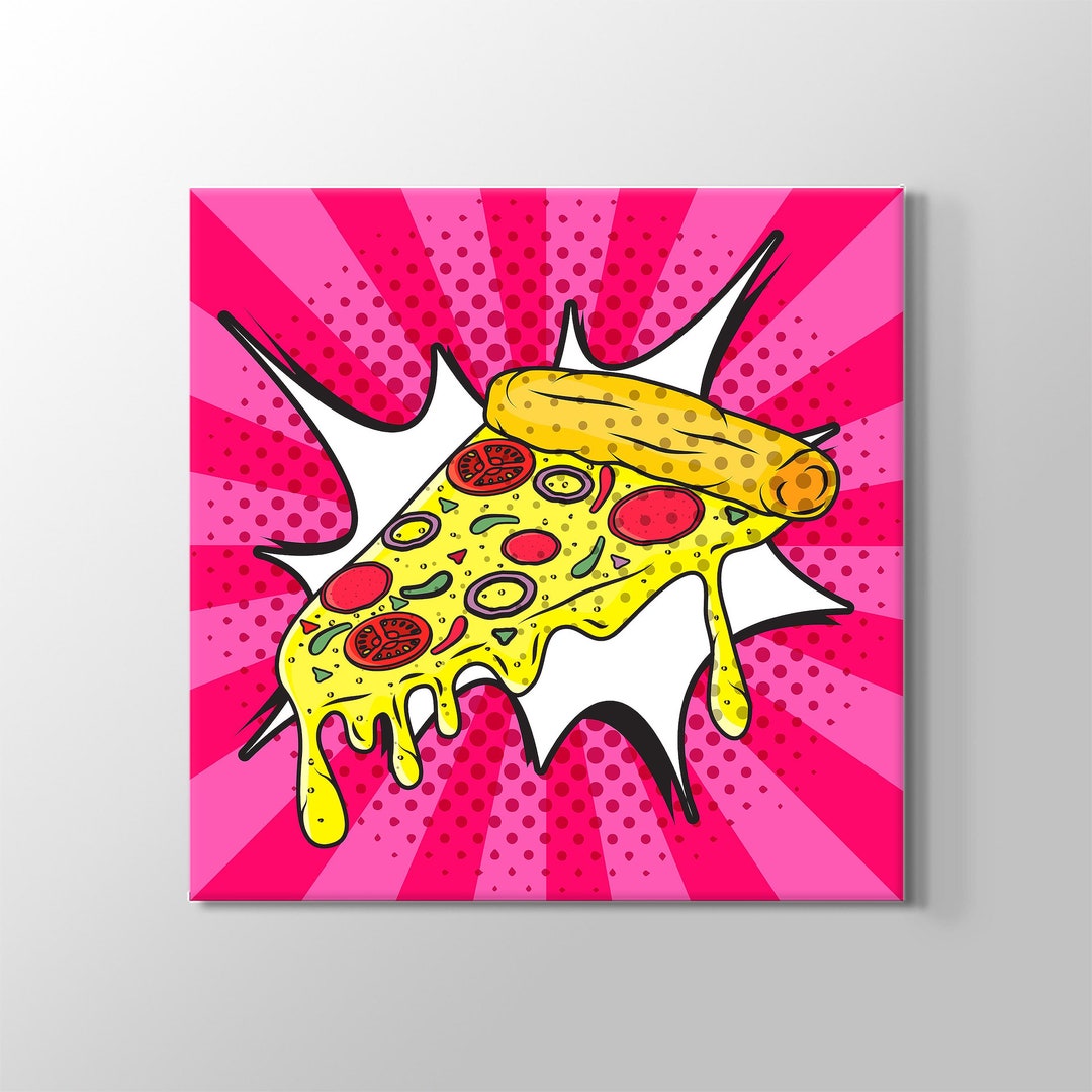 Comic Book Style Pizza Wall Art Home Decor High Quality Canvas Painting ...