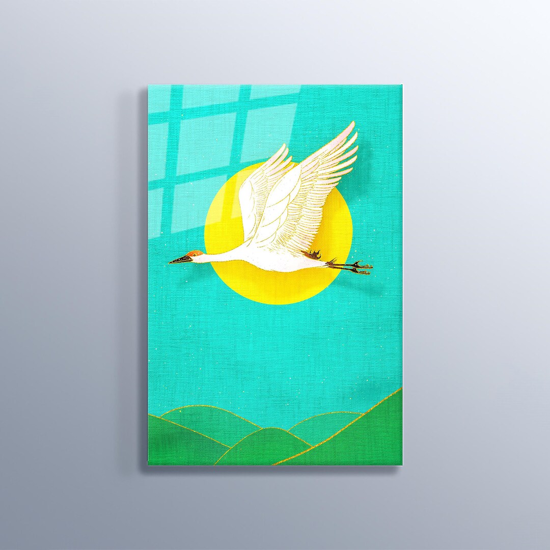 Stork Pattern on Fabric With Fabric Texture Visual Wall Art Home ...