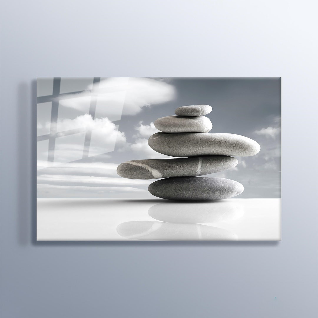 White Pebbles Balance Wall Art Home Decoration High Quality Print on ...