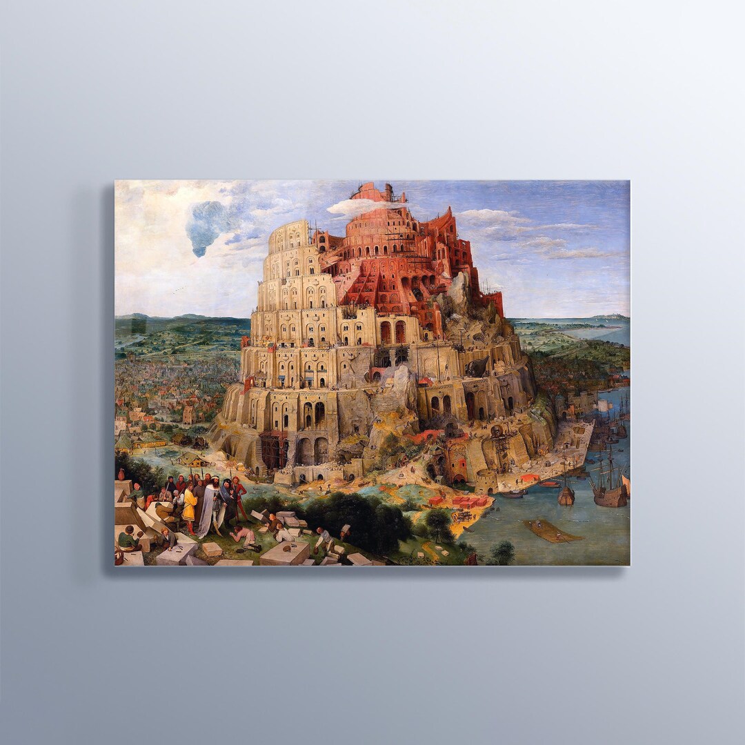 The Tower of Babel Wall Art Tempered Glass Print Painting by Pieter ...
