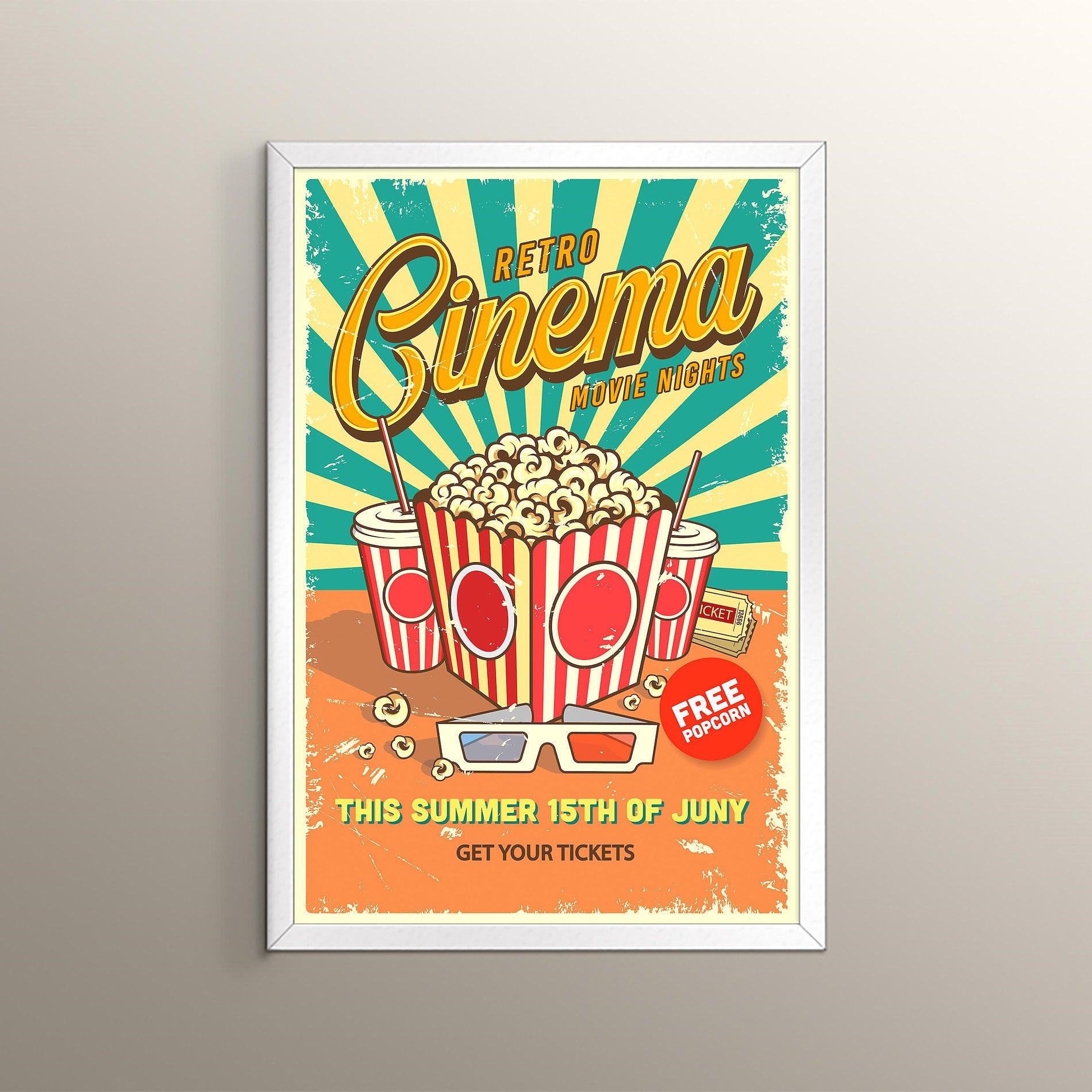 Retro Cinema Night Poster Print MDF Wall Art Home Decoration - Etsy