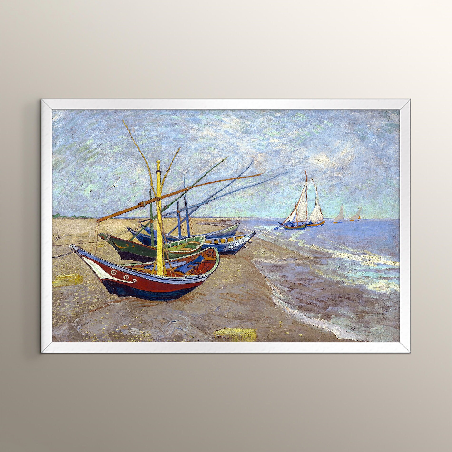 Vincent Van Gogh Painting Fishing Boats on the Beach at Saintes Maries ...