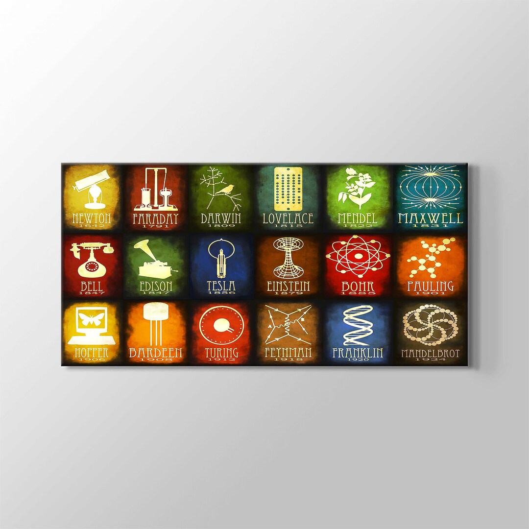 Sciences Poster Pioneers of Science Wall Art Canvas Poster Print ...