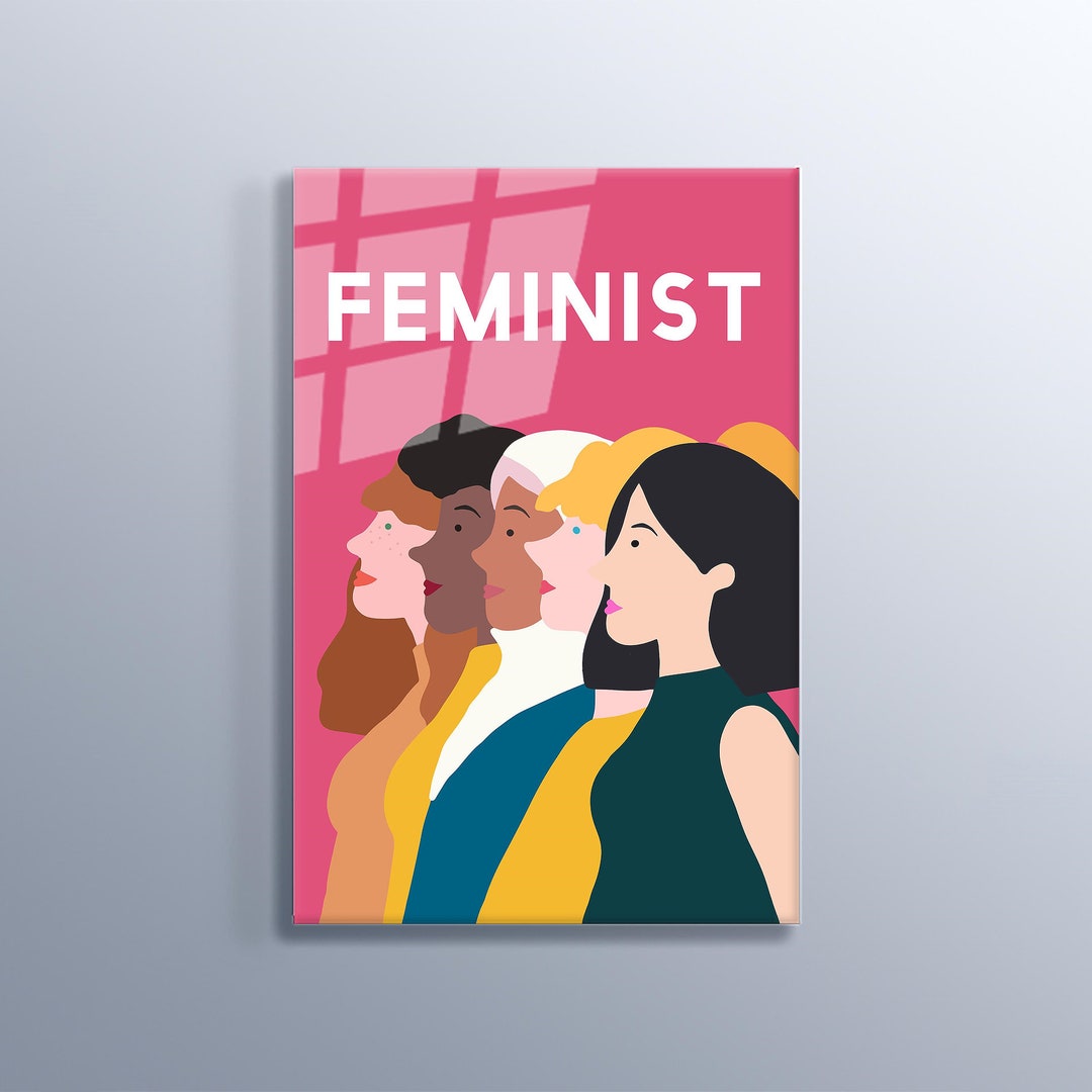 Feminist Pink Background Strong Women Wall Art High Quality Wall ...
