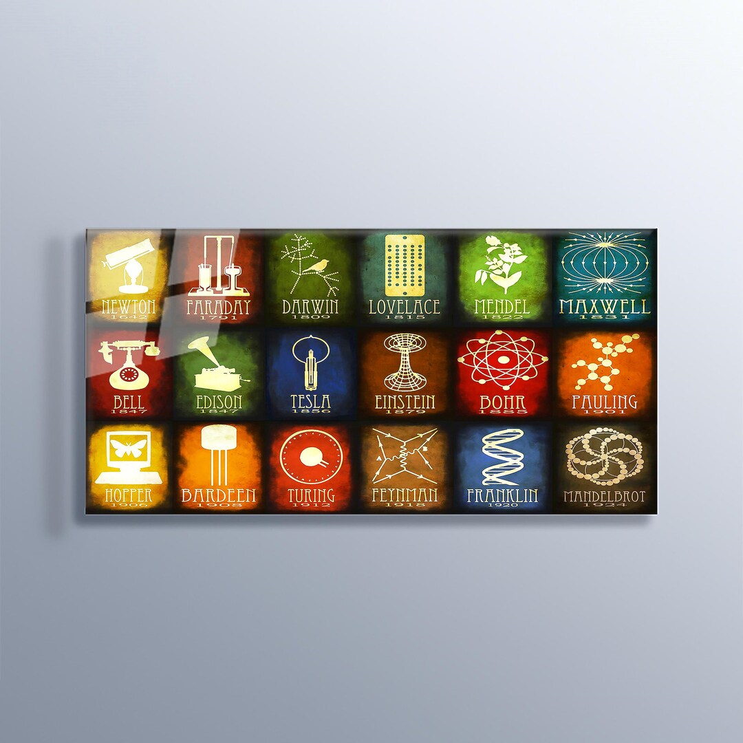 Sciences Poster Pioneers of Science Wall Art Tempered Glass Poster ...