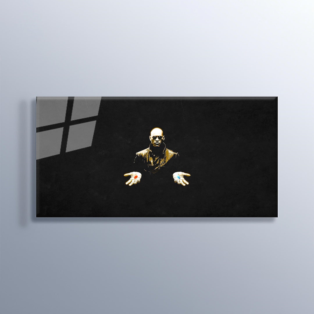 Matrix Morpheus Red Pill or Blue Pill Print on Tempered Glass Wall Art ...