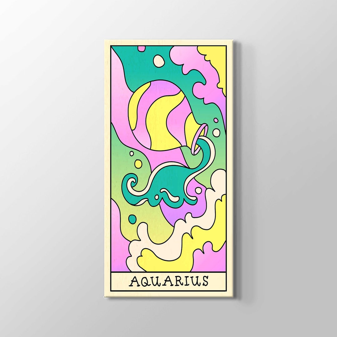 Aquarius Zodiac Astrology Spiritual Painting Wall Art Home Decor High ...
